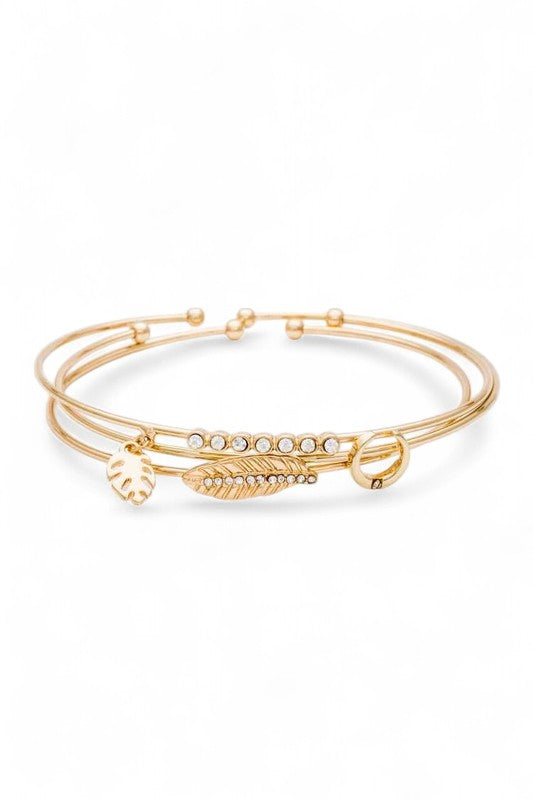Leaf Horn Triple Wired Convertible Bangle Set – Charming Charlie