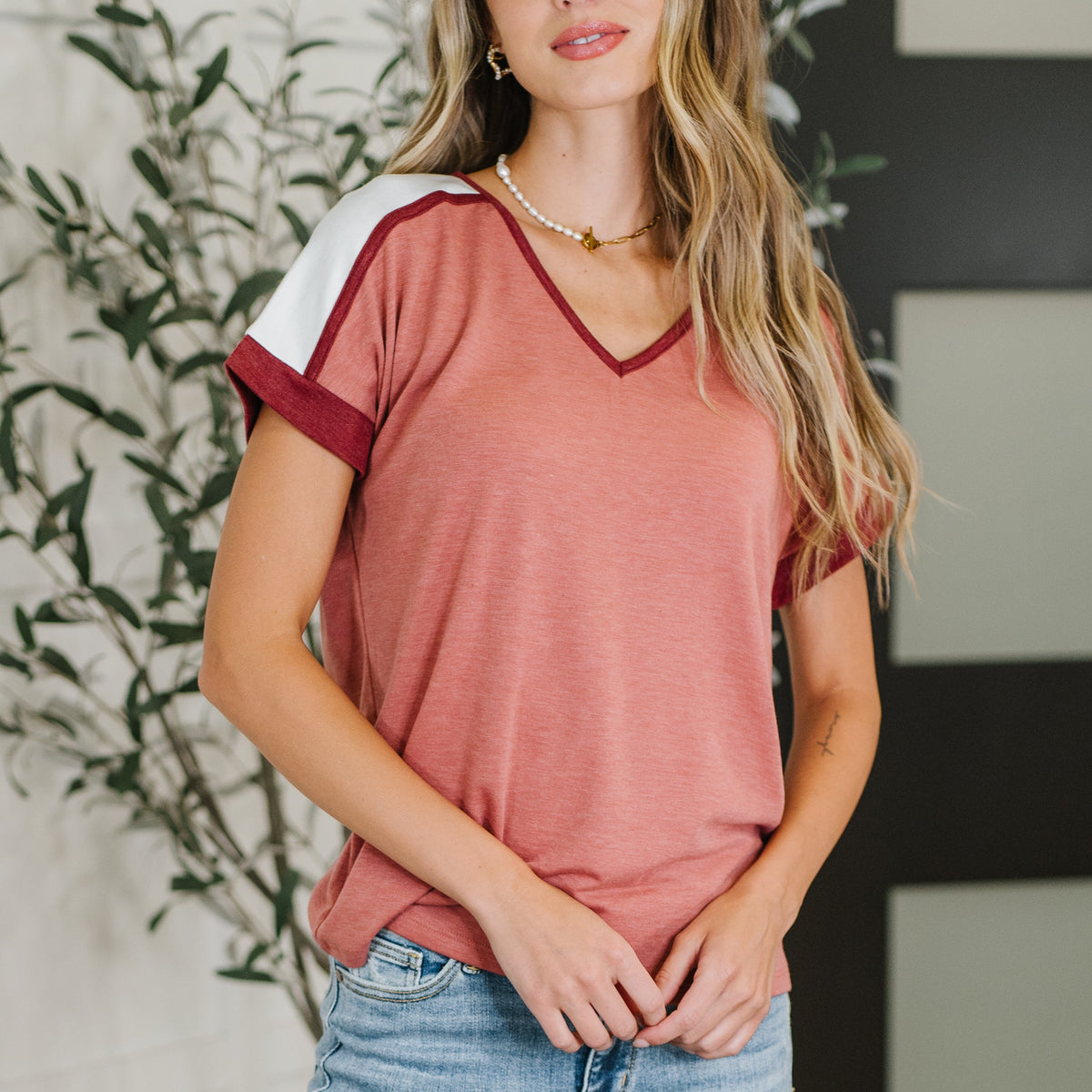 Sew Into You V-Neck Top in Light Rust – Charming Charlie