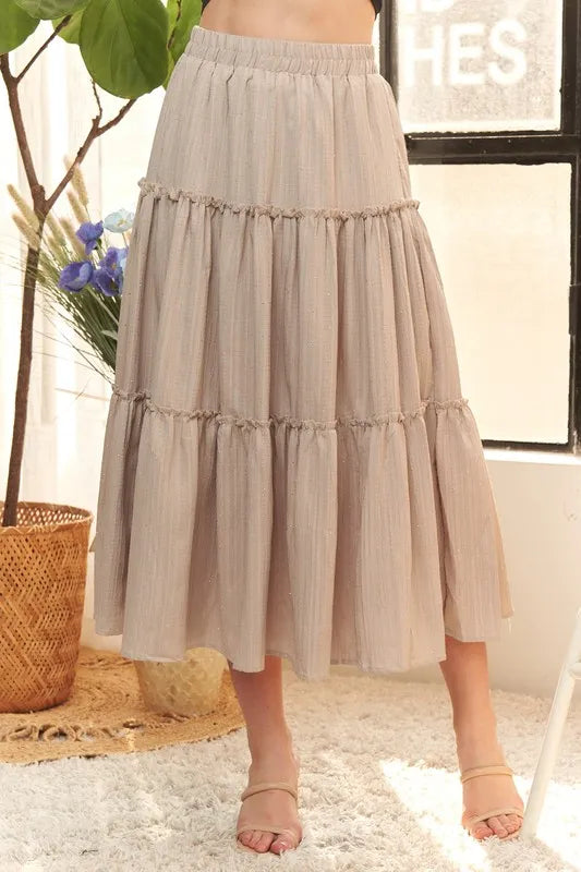 ADORA Rhinestone Accent Tiered Skirt – Charming Charlie