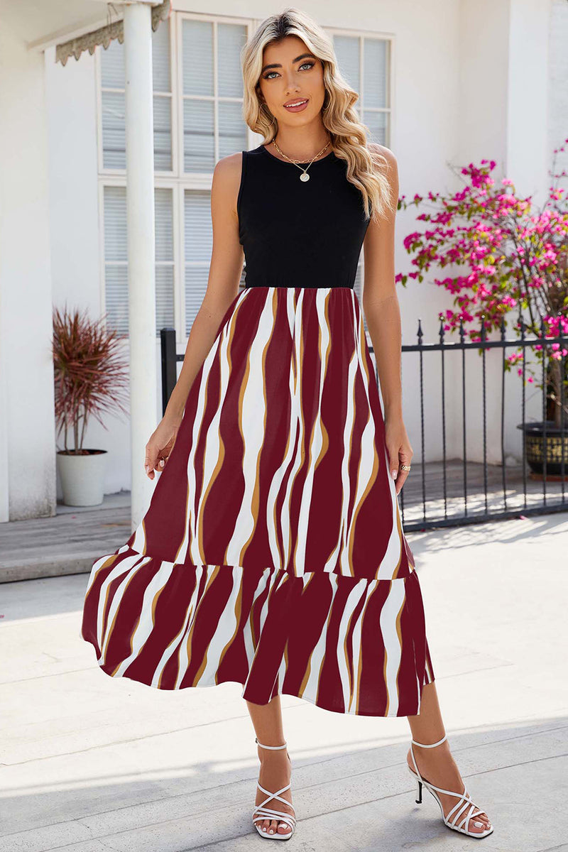 Striped Round Neck Sleeveless Midi Dress – Charming Charlie