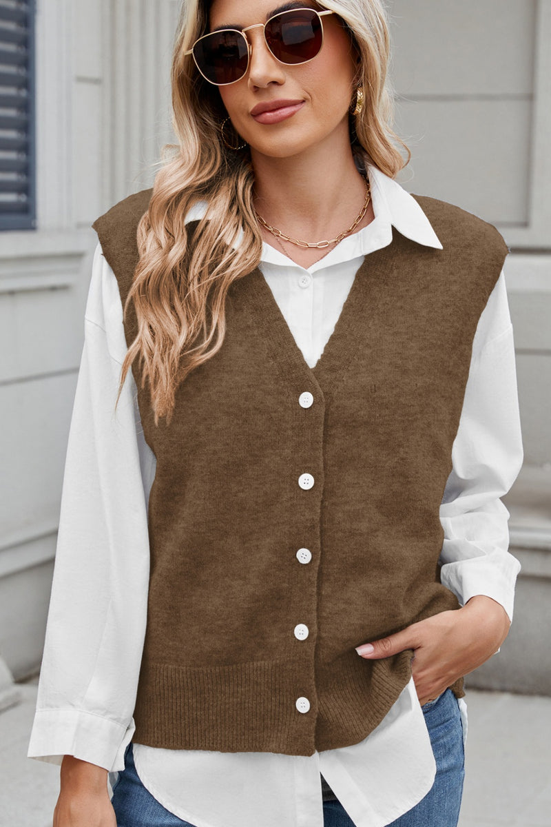 Button Down V-Neck Sweater Vest – Charming Charlie