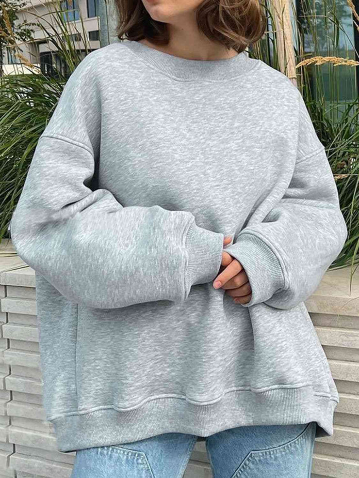 Oversize Round Neck Dropped Shoulder Sweatshirt – Charming Charlie