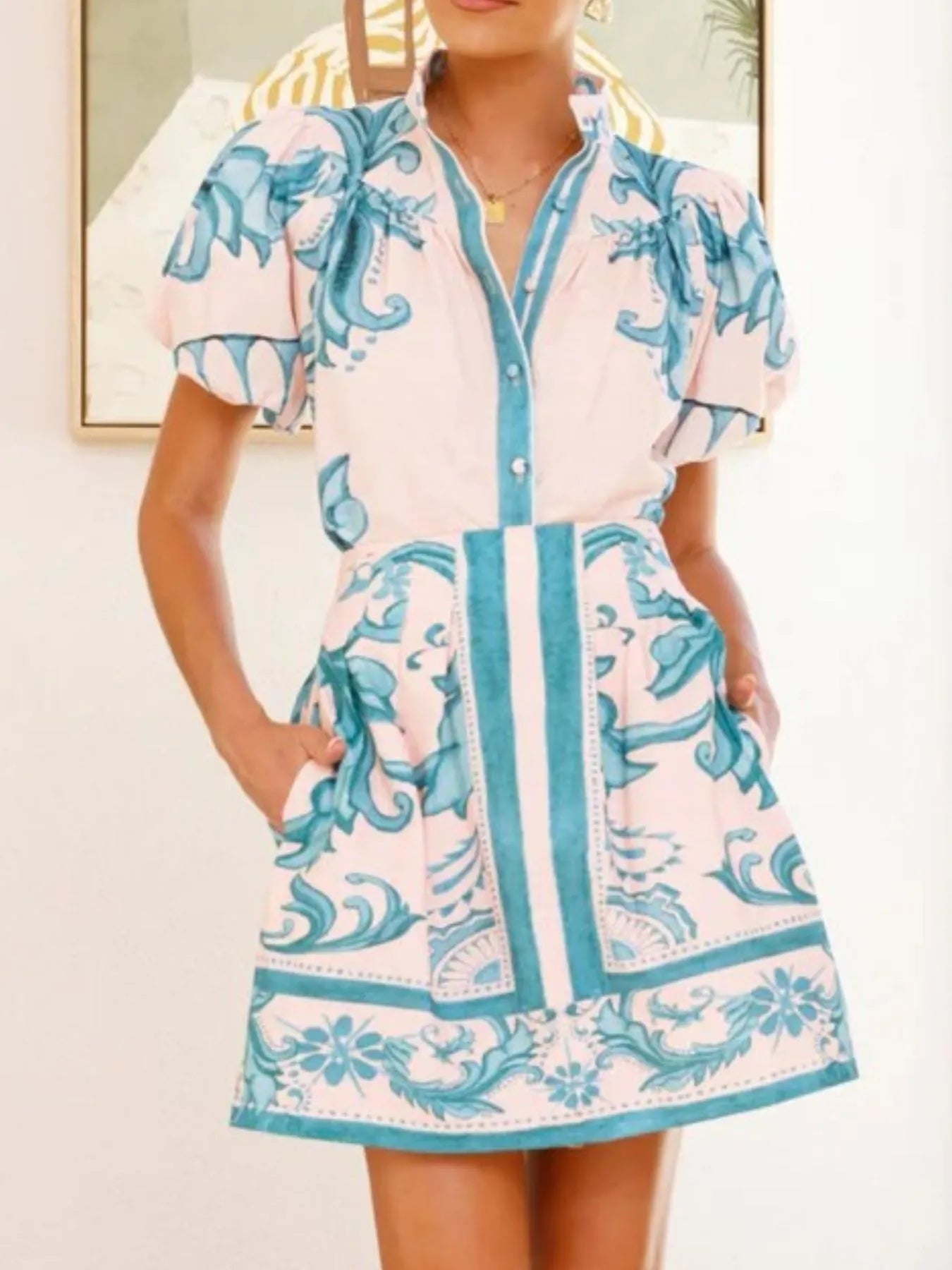 Printed Puff Sleeve Top and Skirt Set – Charming Charlie