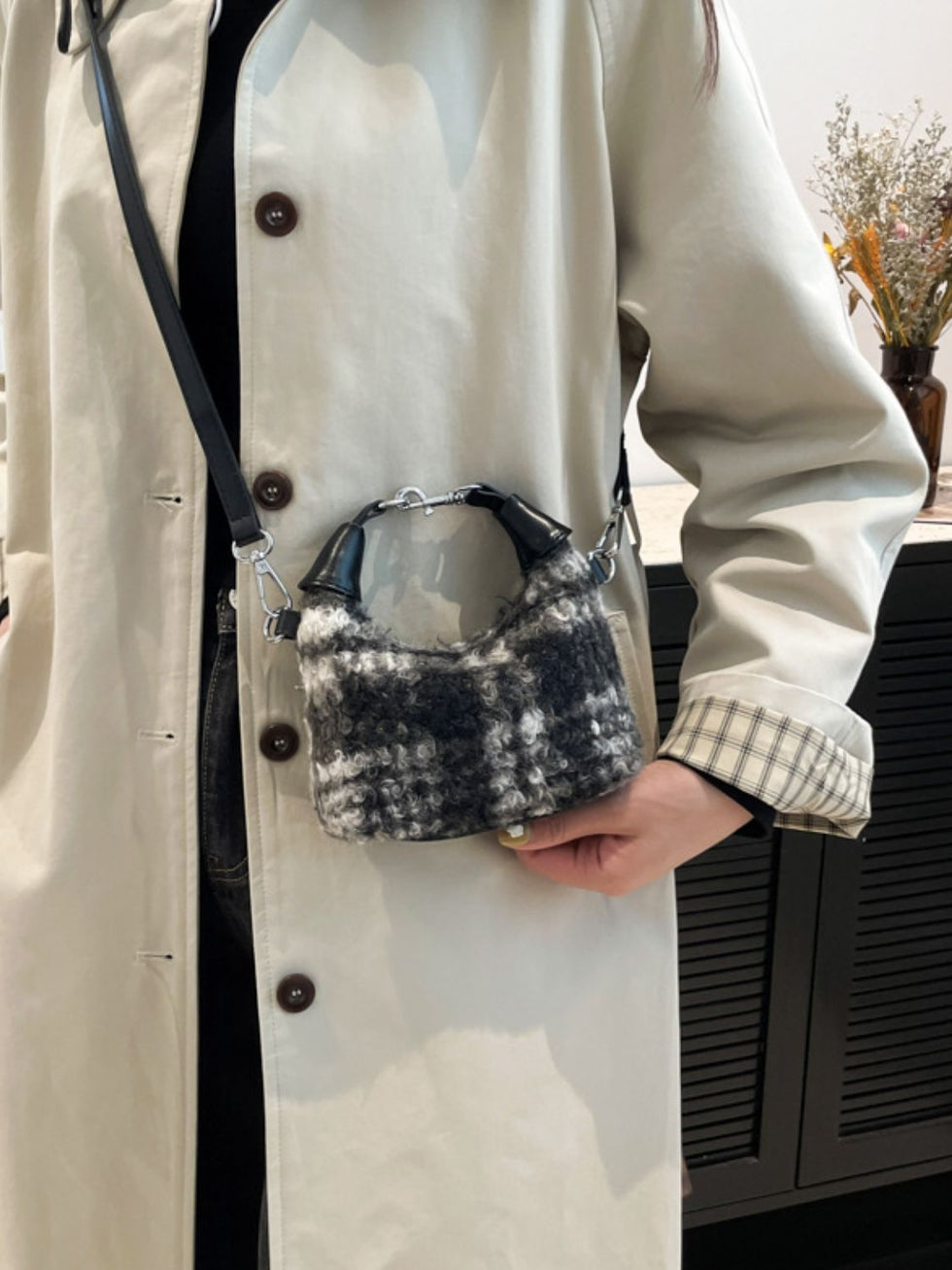 Fuzzy Polyester Mini Handbag with Zipper – Charming Charlie