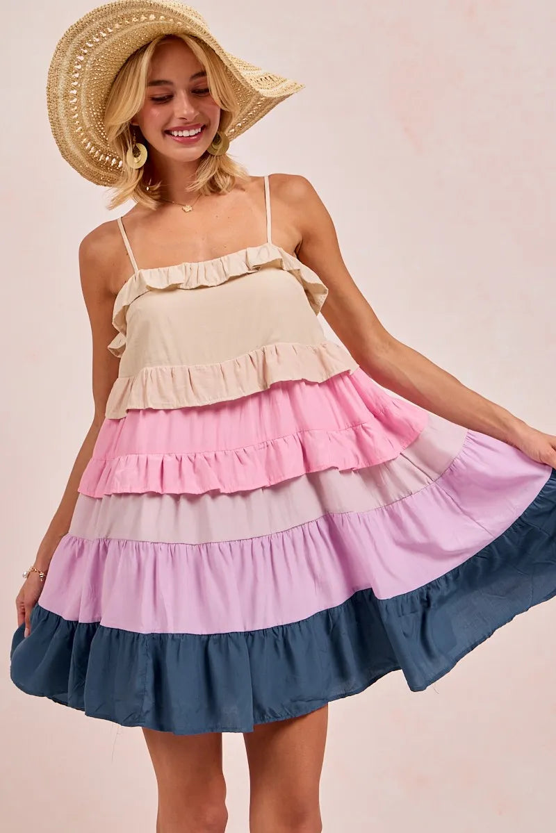 BiBi Color Blocked Tiered Dress – Charming Charlie