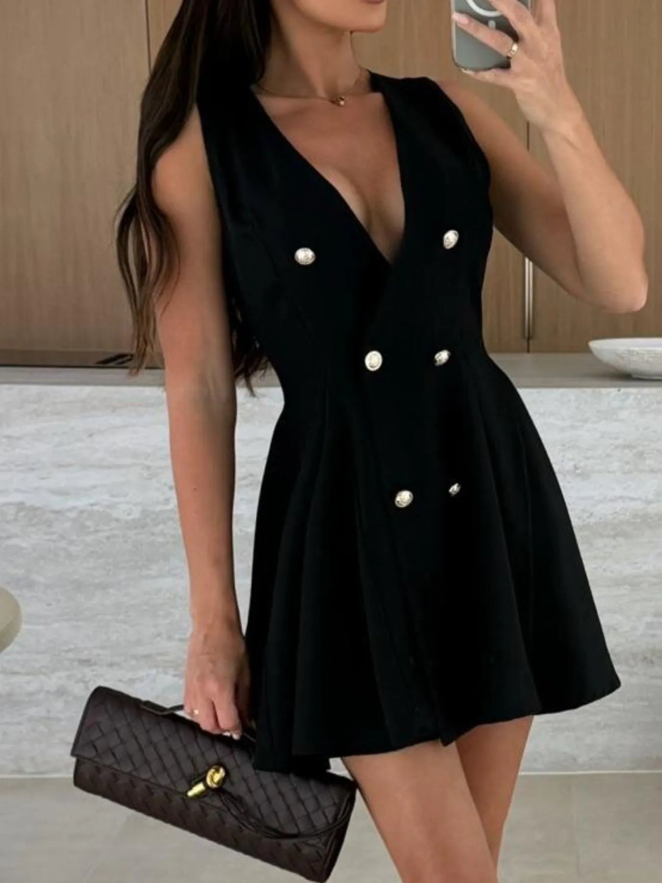 Sleeveless Double-Breasted Mini Dress – Charming Charlie