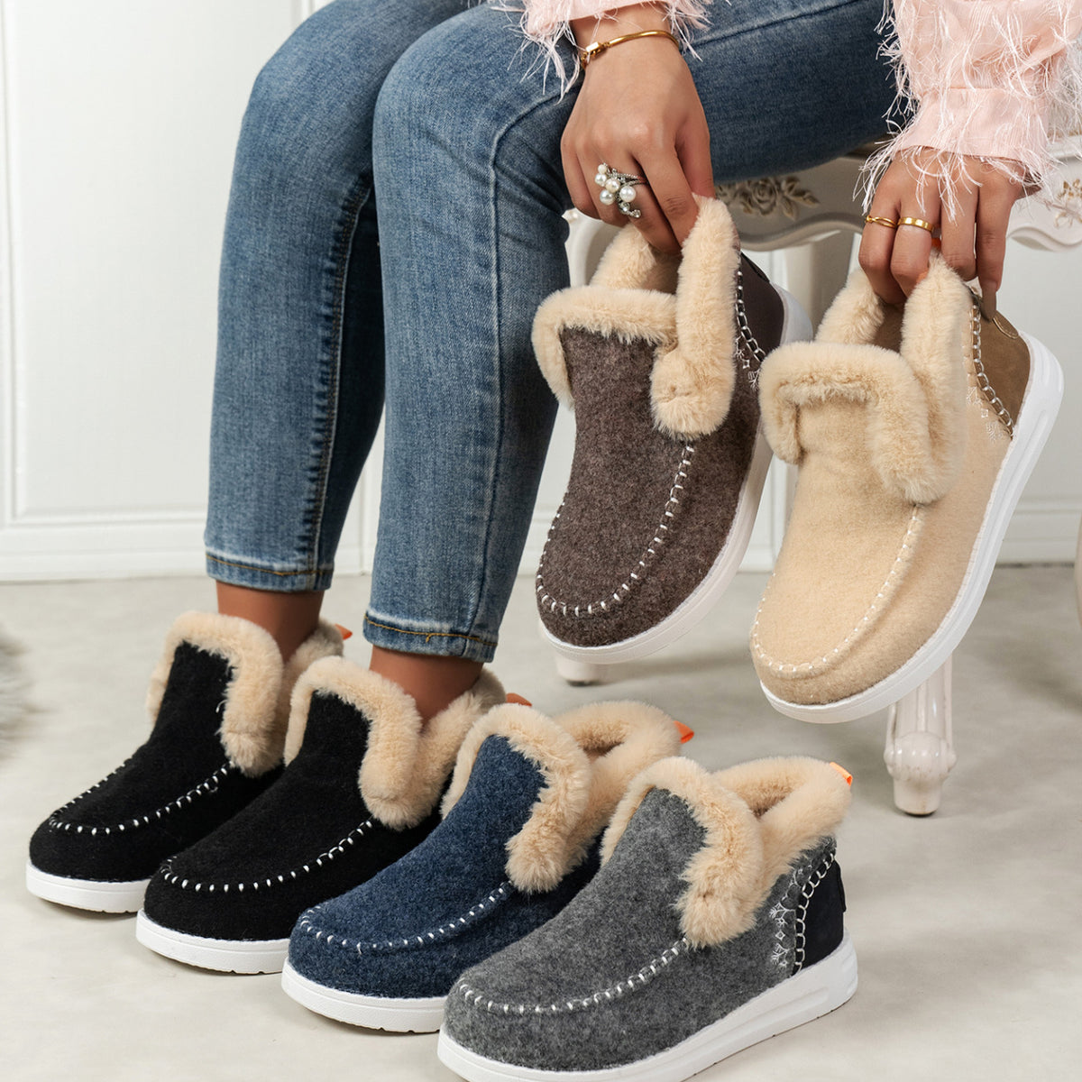 Furry Suede Round Toe Flat Sneakers – Charming Charlie