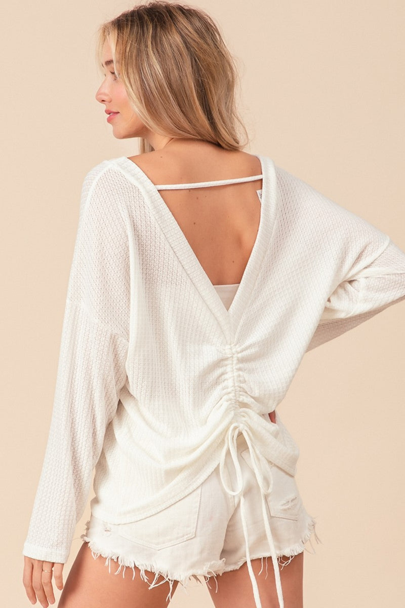 BiBi Waffled Backless Drawstring T-Shirt – Charming Charlie
