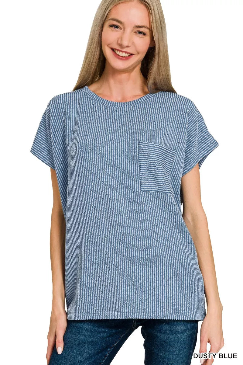 Zenana Raised Rib Front Pocket Boxy Top – Charming Charlie