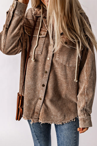 Snap Front Hooded Corduroy Shacket – Charming Charlie