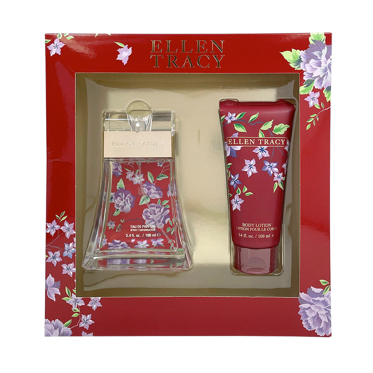 ELLEN TRACY FLORAL BRILLIANT SET (3.4 OZ EDP/3.4 OZ BODY LOTION -WINDO ...