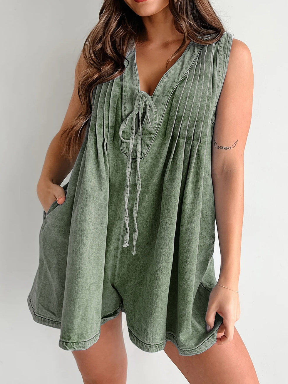Tied Romper with Pockets – Charming Charlie