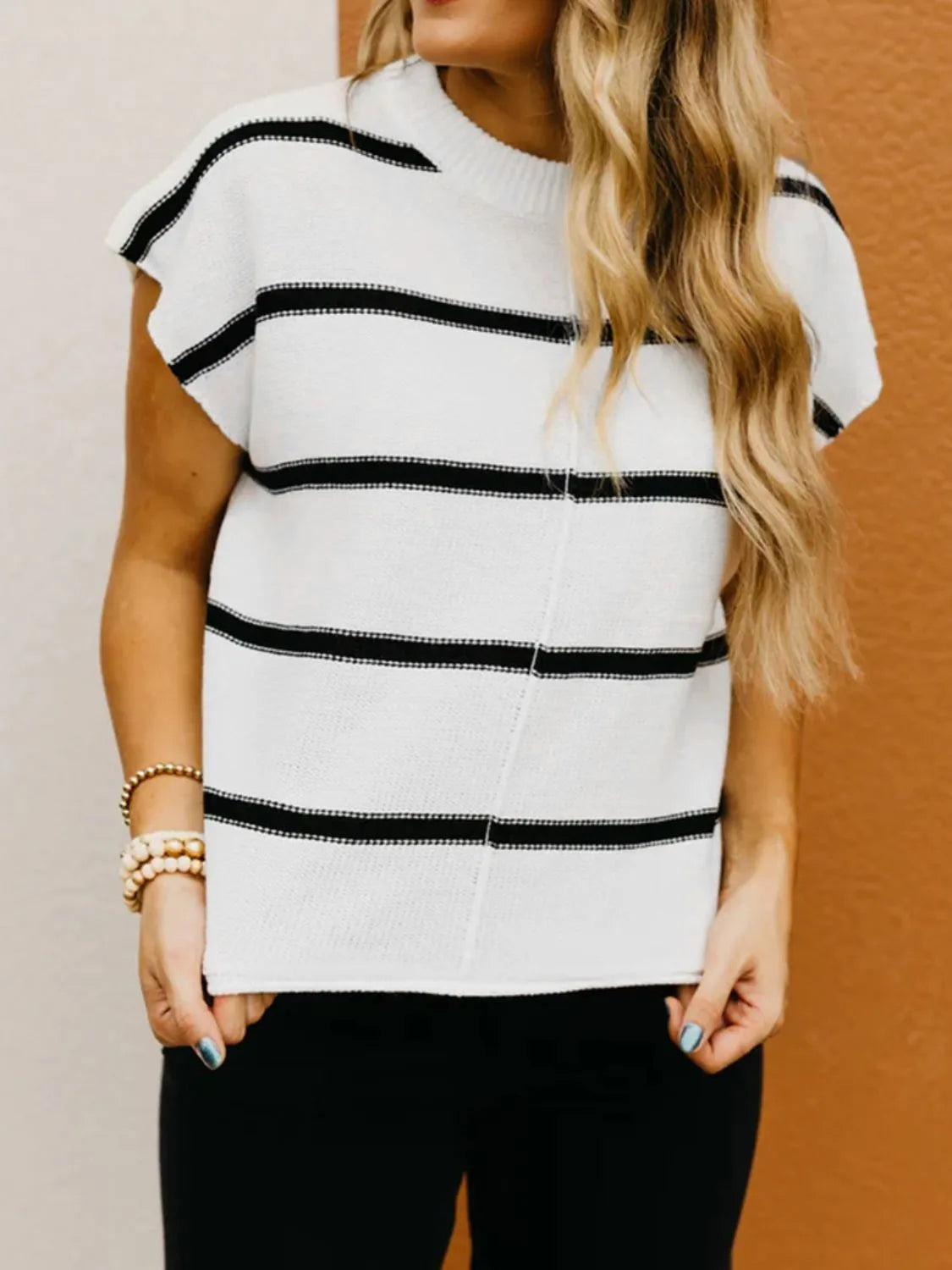 Striped Batwing Sleeve Knit Top – Charming Charlie