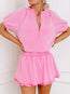Half Zip Puff Sleeve Top and Ruffled Shorts Set – Charming Charlie
