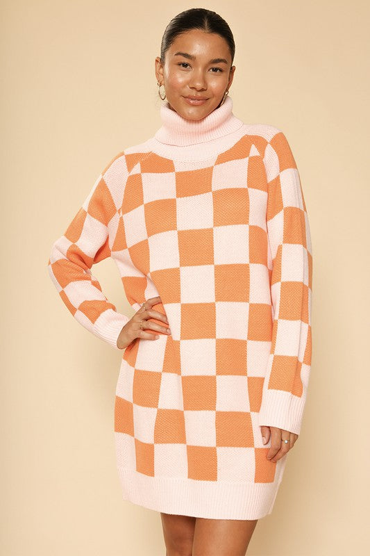 Checkered turtleneck sweater dress – Charming Charlie