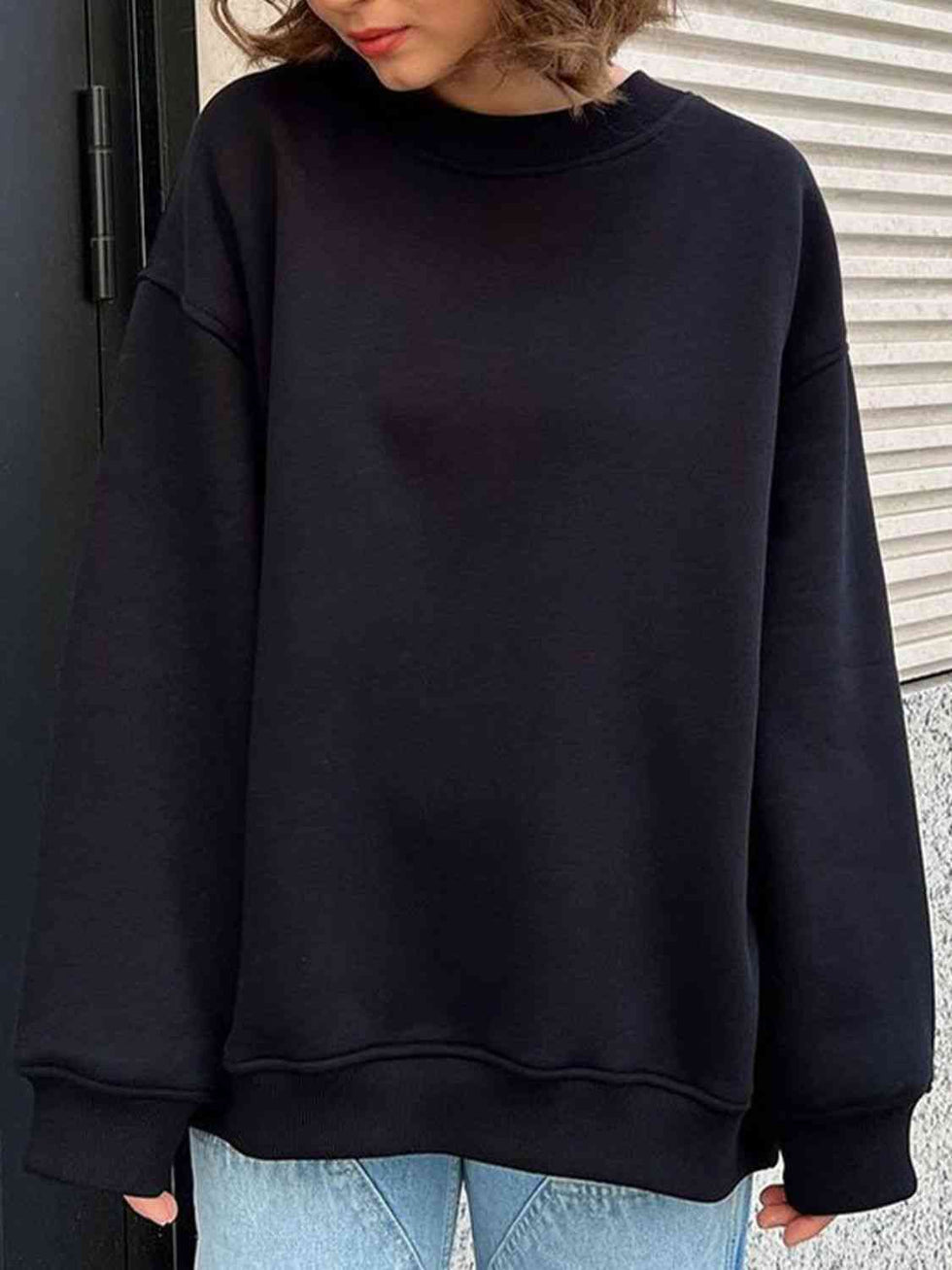 Oversize Round Neck Dropped Shoulder Sweatshirt – Charming Charlie