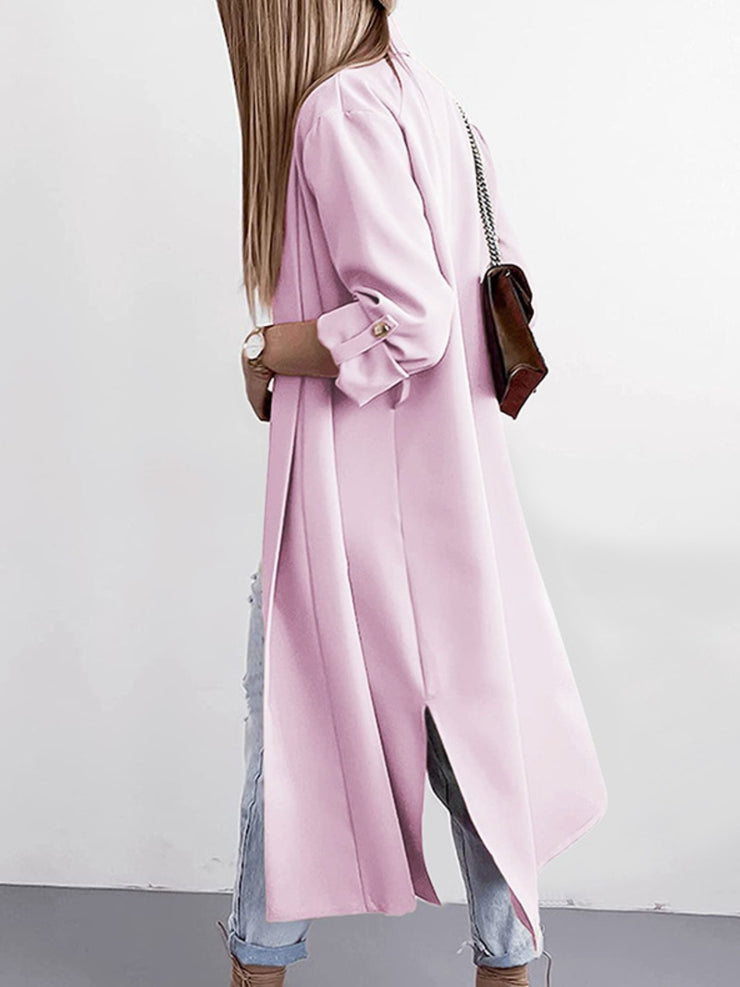 Slit Open Front Roll-Tab Sleeve Trench Coat – Charming Charlie