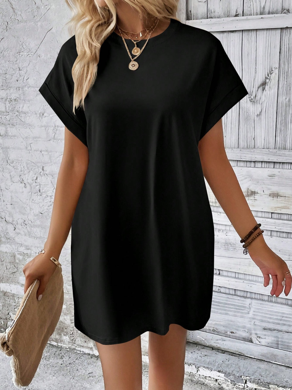 Round Neck Short Sleeve Mini Dress – Charming Charlie
