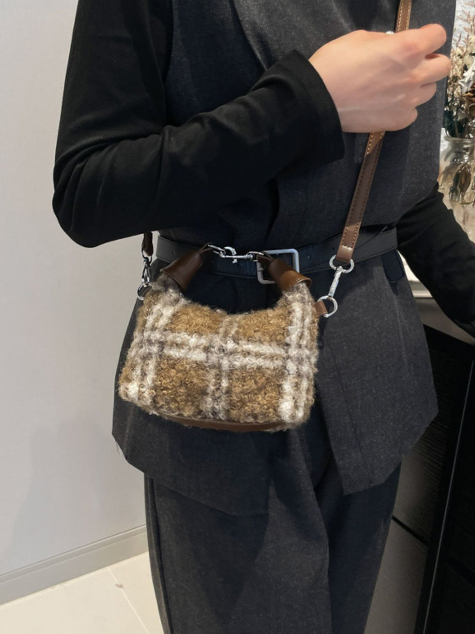 Fuzzy Polyester Mini Handbag with Zipper – Charming Charlie