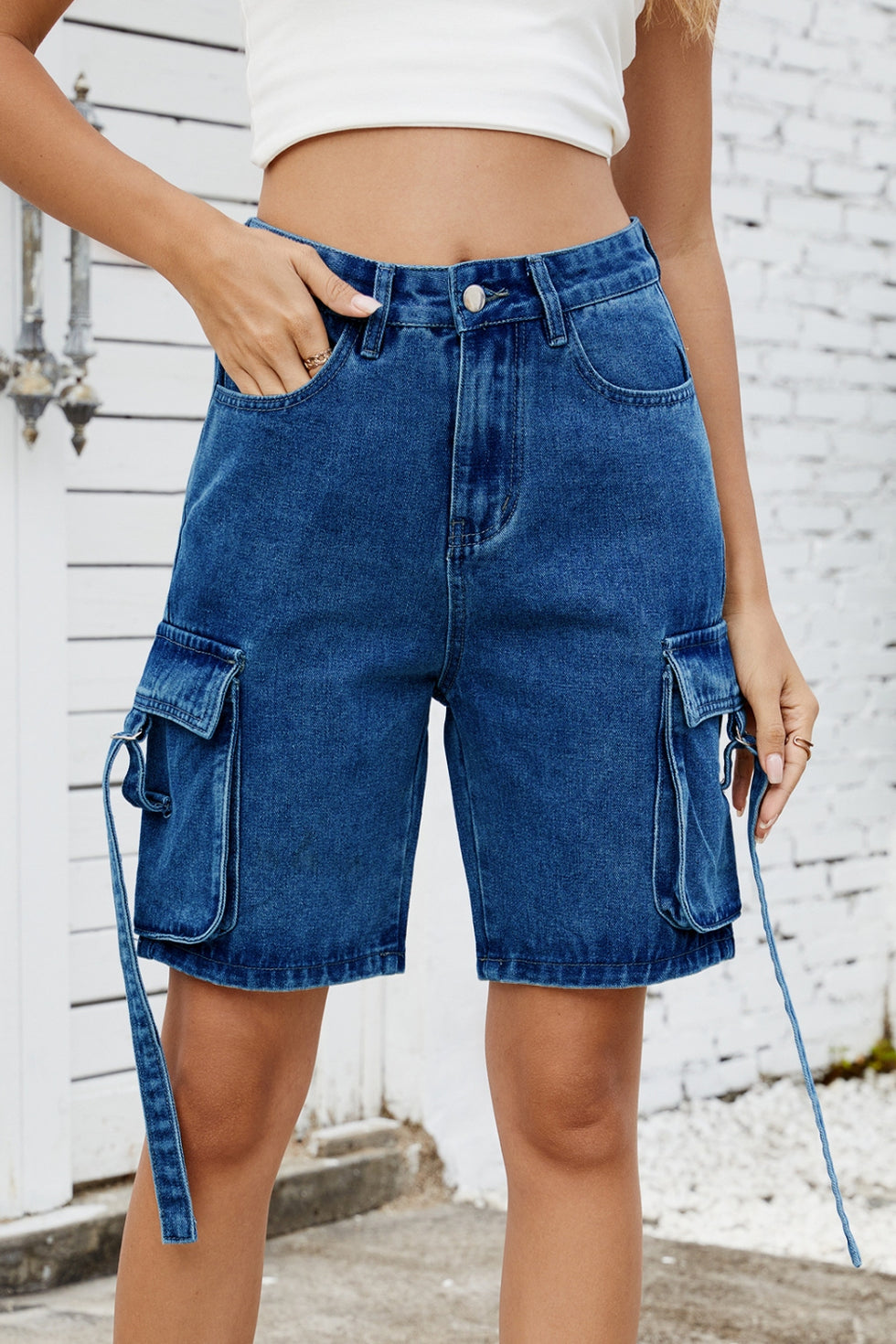 Washed Cargo Denim Shorts – Charming Charlie