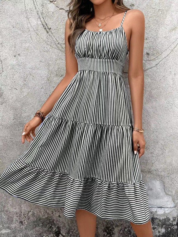 Striped spaghetti strap midi dress – Charming Charlie