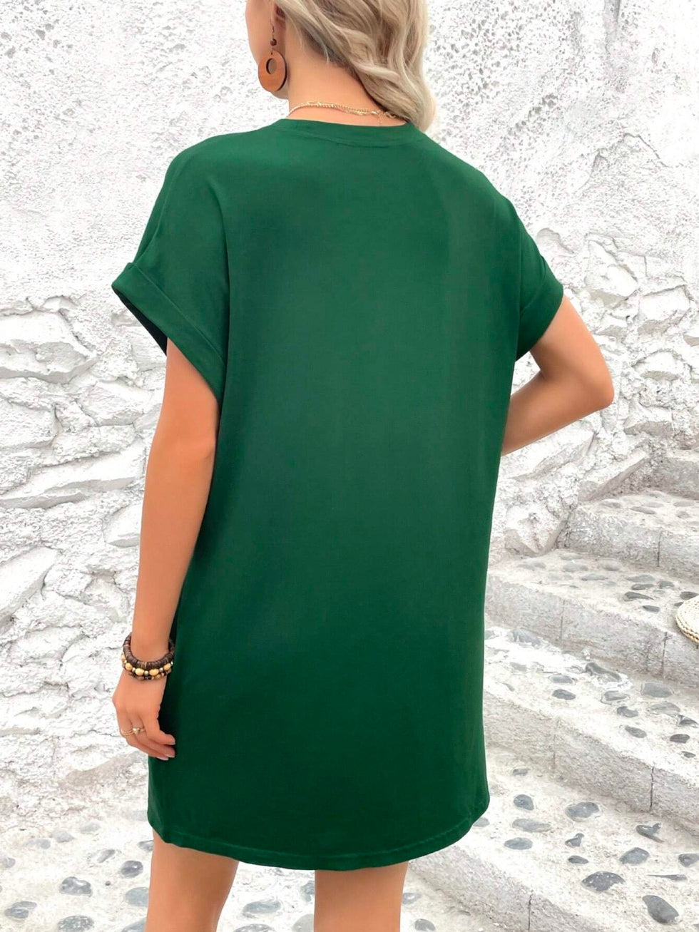 Round Neck Short Sleeve Mini Dress – Charming Charlie
