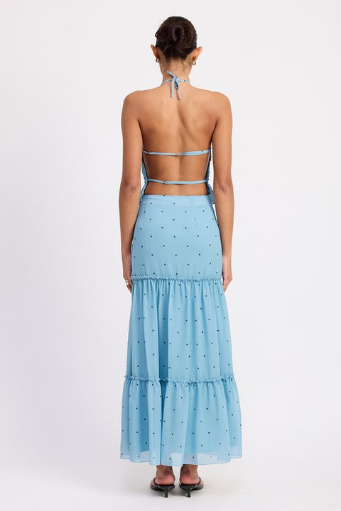 BACKLESS HALTERNECK RUFFLED TOP – Charming Charlie