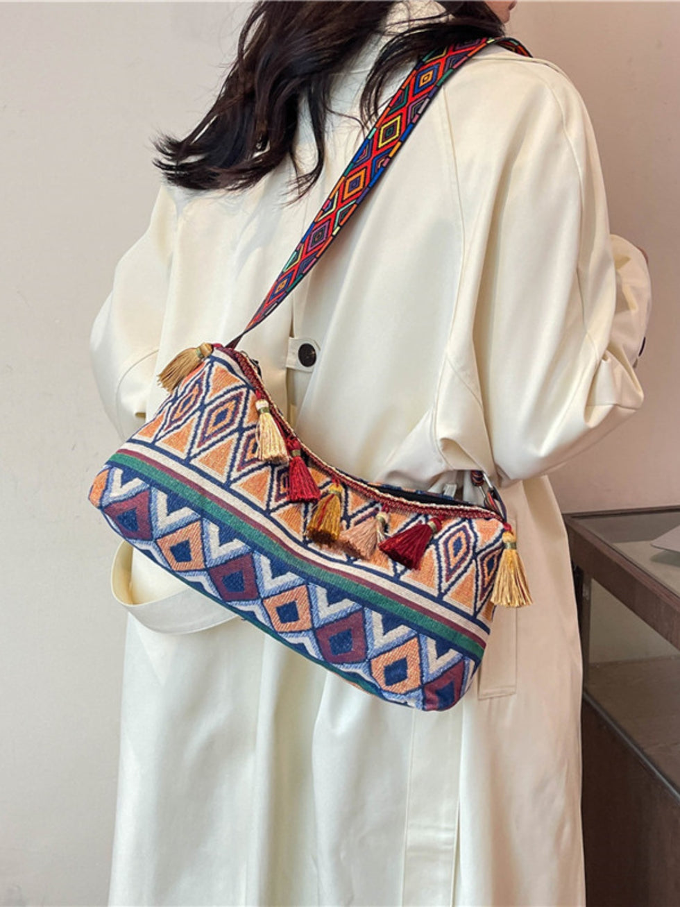 Tassel Adjustable Strap Shoulder Bag – Charming Charlie
