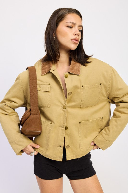 COMBO CHORE JACKET WITH POCKETS – Charming Charlie