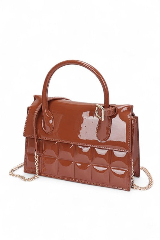Patent Faux Leather Embossed Top Handle Swing Bag – Charming Charlie