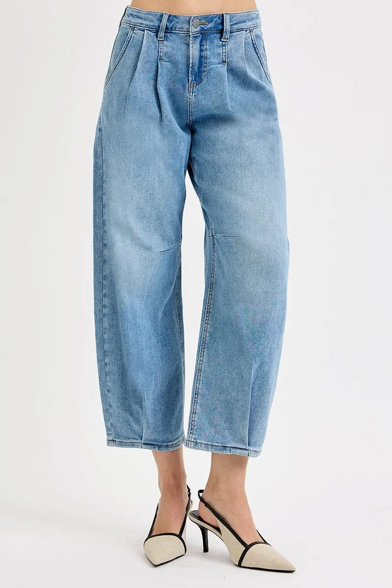 RISEN Full Size Mid Rise Fit Crop Wide Volume Leg Jeans Plus Size ...
