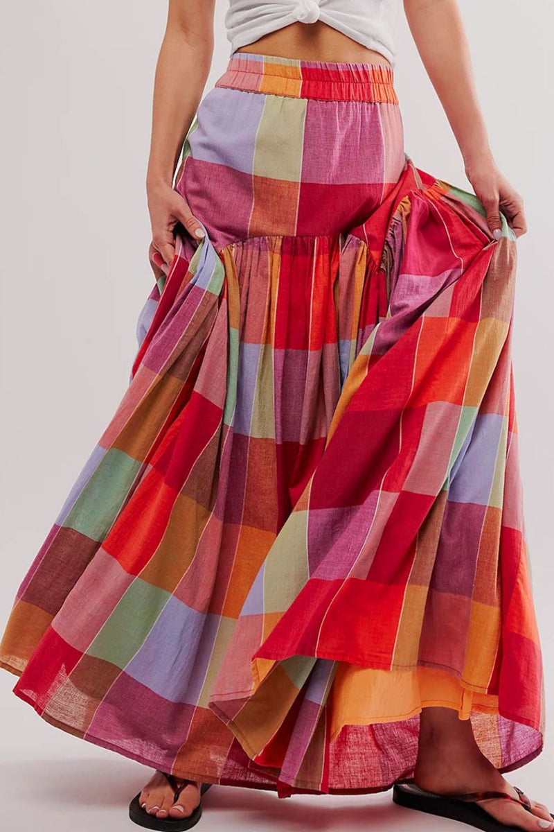 Color Block Elastic Waist Maxi Skirt – Charming Charlie