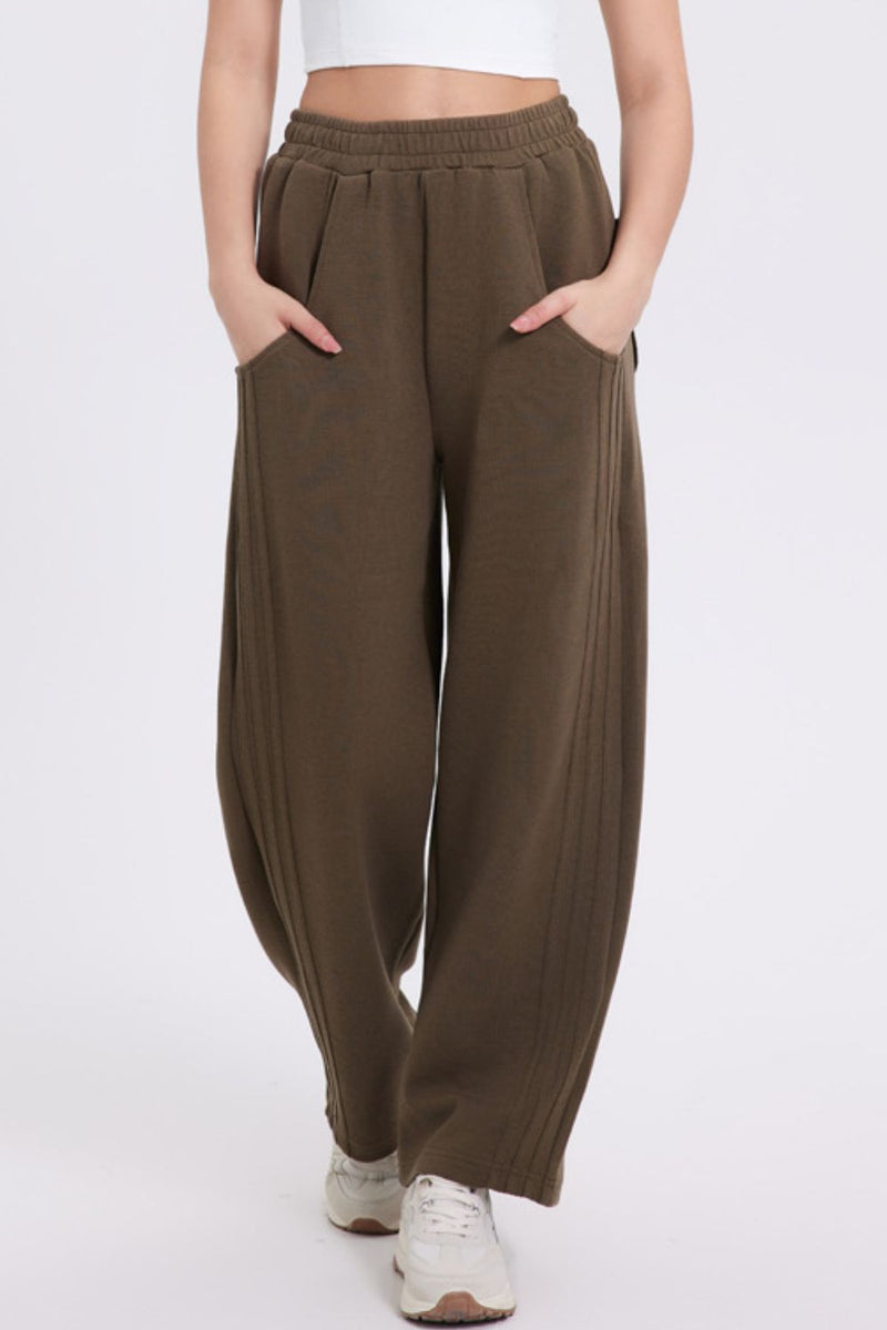 Basic Bae Elastic Waist Straight Leg Pants with Pockets – Charming Charlie