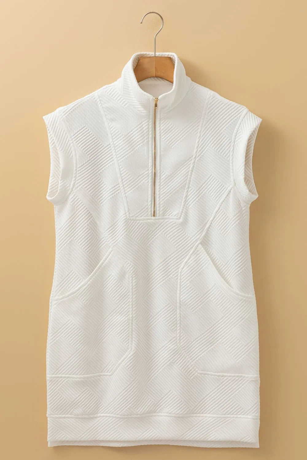 Textured Half Zip Collared Cap Sleeve Mini Dress – Charming Charlie