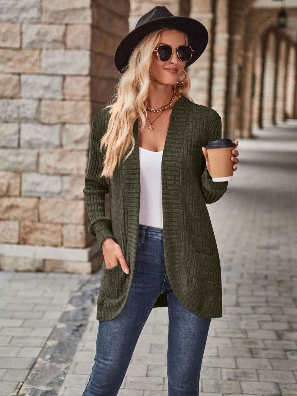 Open Front Cardigan with Pockets – Charming Charlie