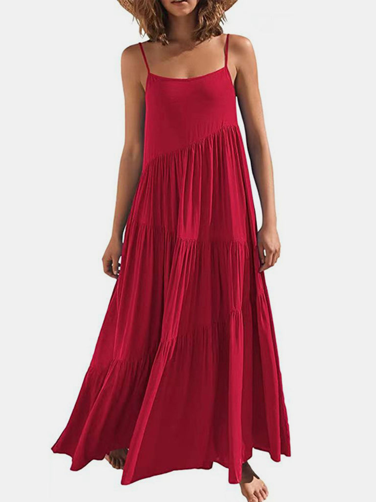 Full Size Ruched Tiered Spaghetti Strap Dress – Charming Charlie