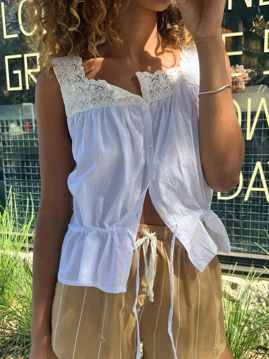 Lace Detail Drawstring Tank – Charming Charlie
