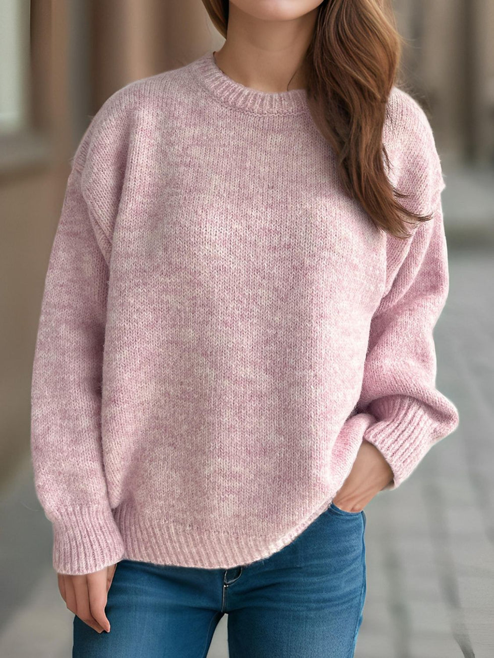 Round Neck Long Sleeve Sweater – Charming Charlie
