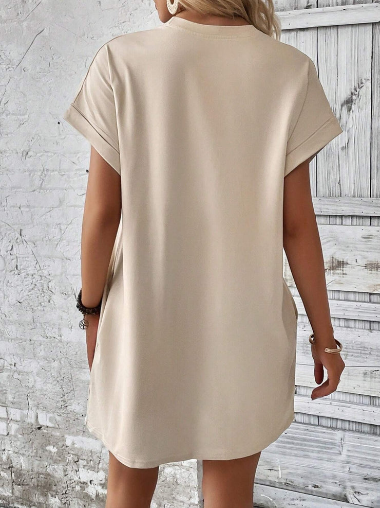 Round Neck Short Sleeve Mini Dress – Charming Charlie