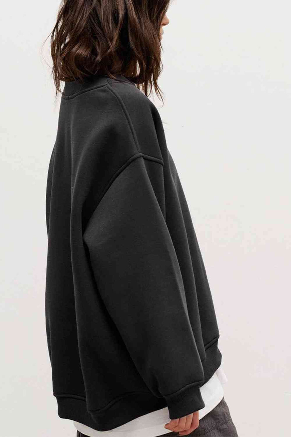 Oversize Round Neck Dropped Shoulder Sweatshirt – Charming Charlie