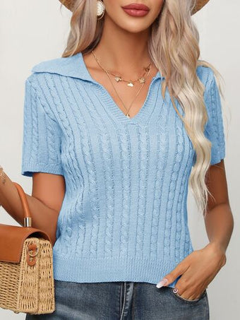 Cable Knit Short Sleeve Top – Charming Charlie
