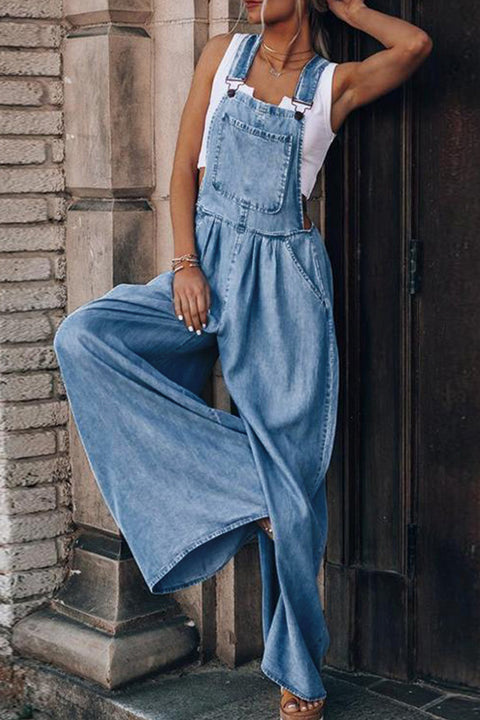 Distressed Wide Leg Denim Overalls – Charming Charlie