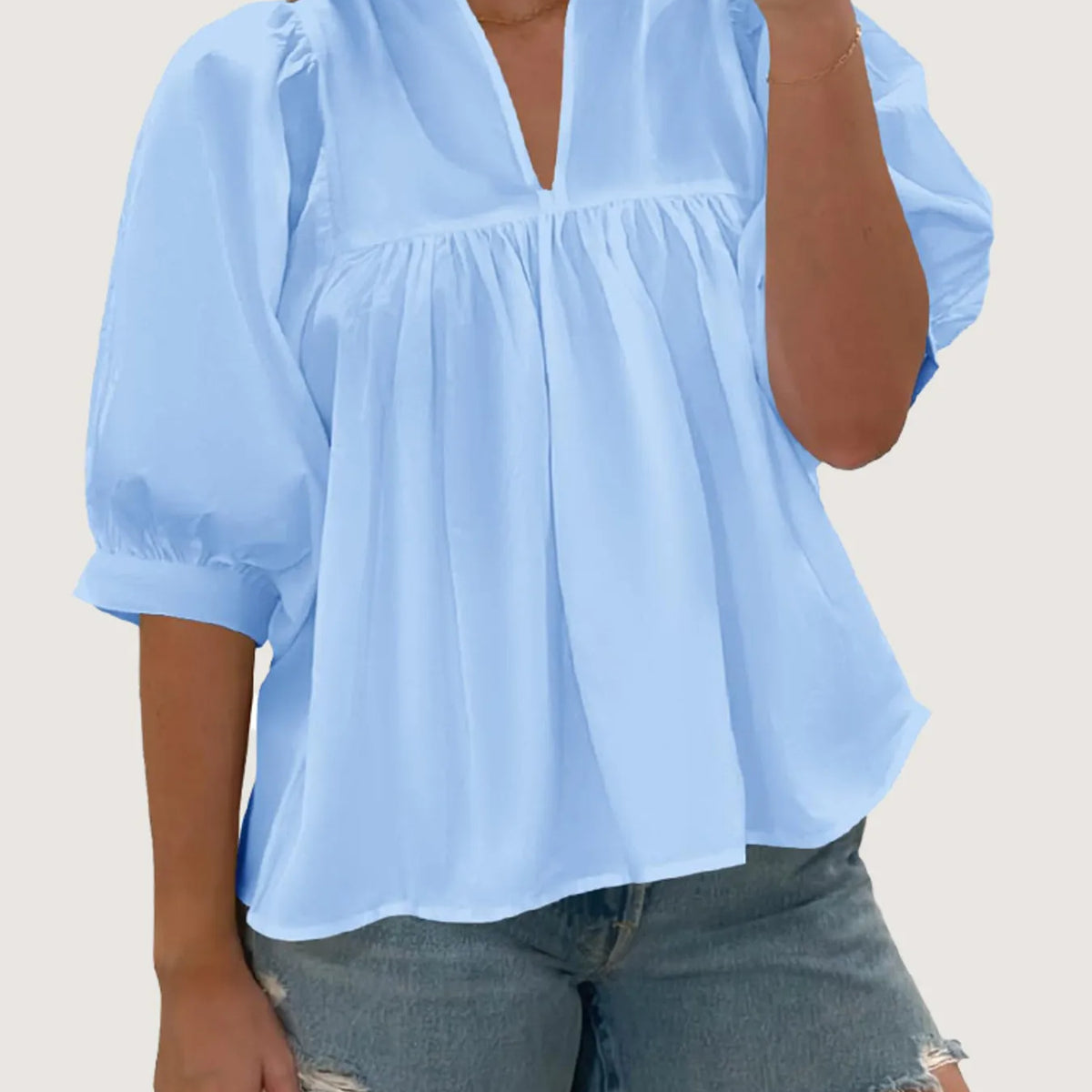 Notched Puff Sleeve Blouse – Charming Charlie