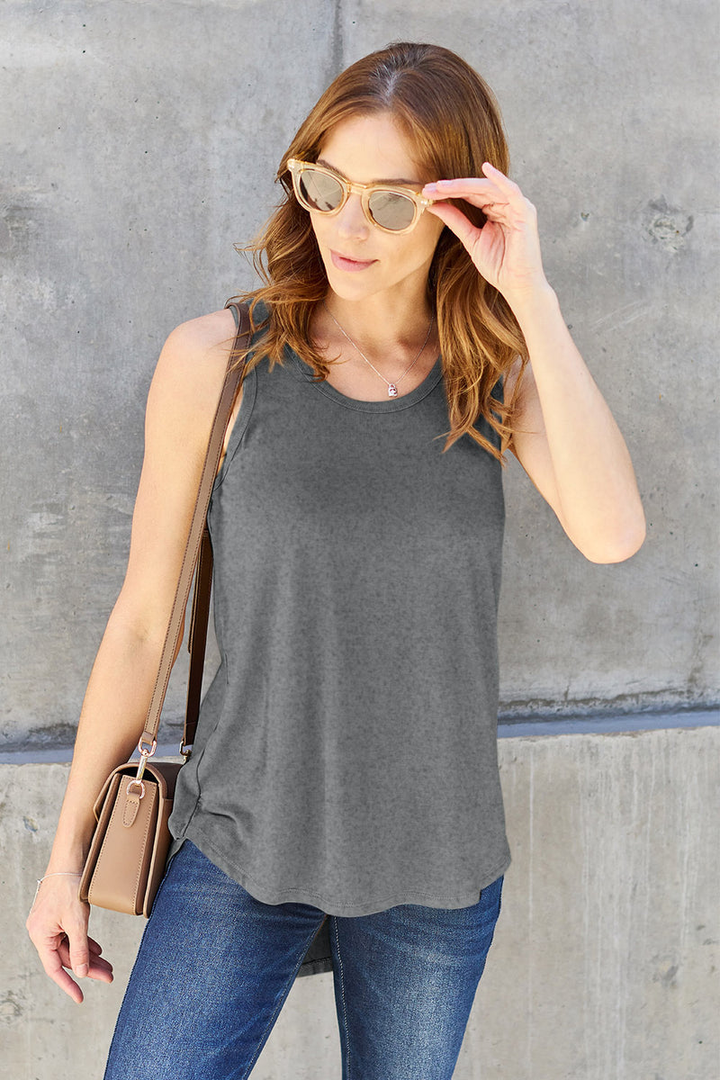 Basic Bae Full Size Round Neck Curved Hem Tank – Charming Charlie