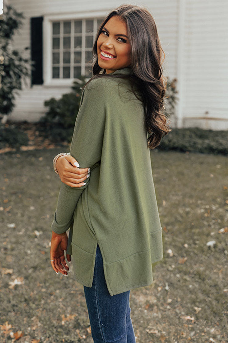 Side Slit High-Low Cowl Neck Long Sleeve Blouse – Charming Charlie
