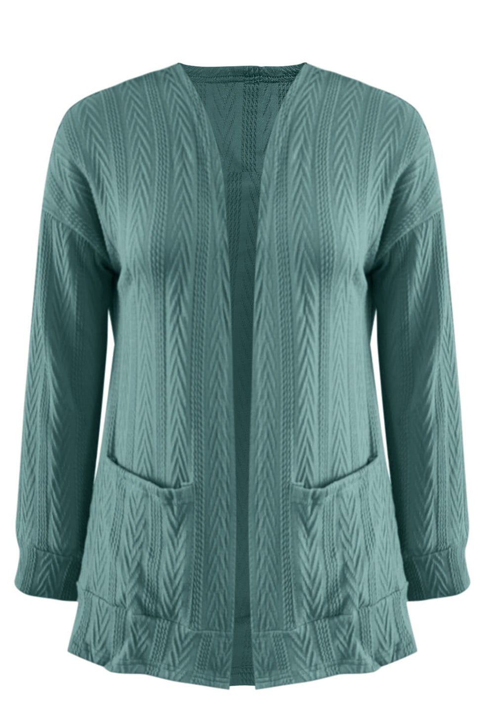 Full Size Textured Open Front Long Sleeve Cardigan – Charming Charlie