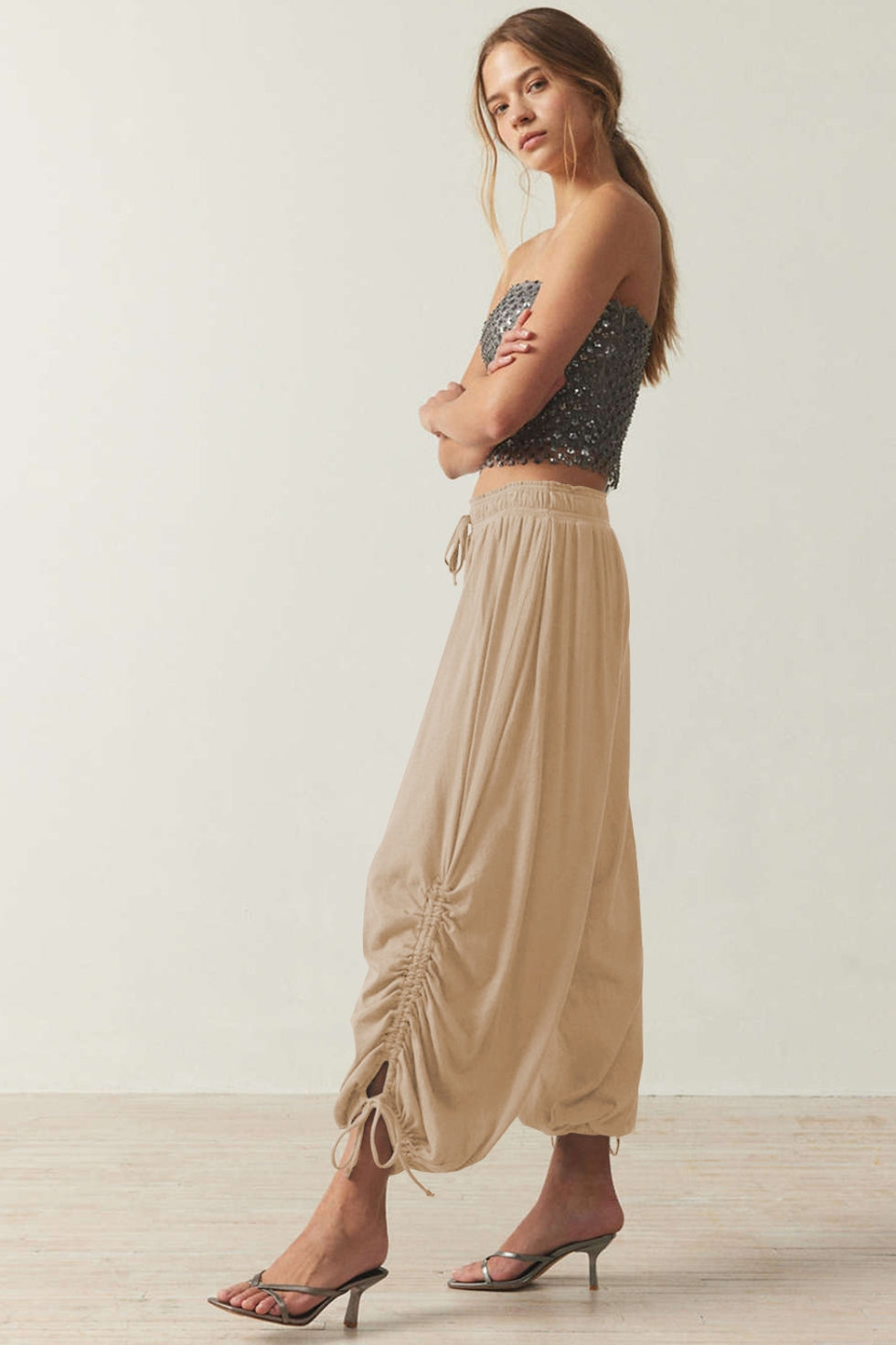 Drawstring Ruched Pants – Charming Charlie