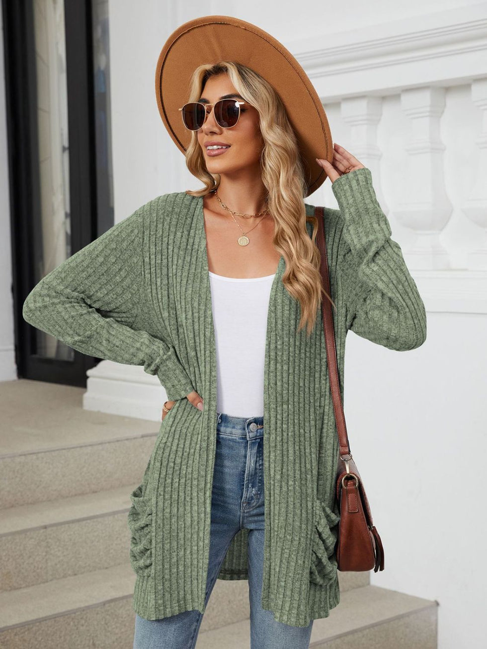 Pocketed Open Front Long Sleeve Cardigan – Charming Charlie