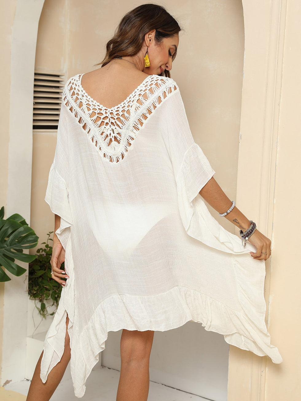 Cutout Ruffled Half Sleeve Cover-Up – Charming Charlie