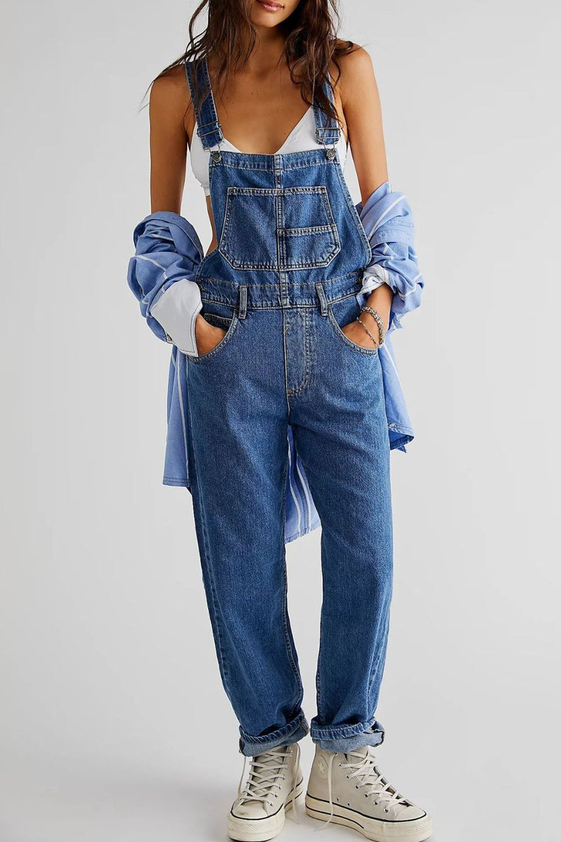 Wide Strap Square Neck Denim Overalls – Charming Charlie